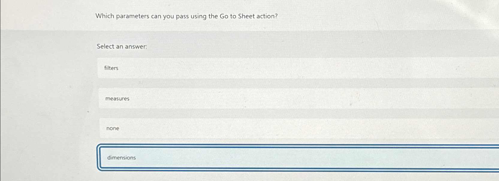 Solved Which parameters can you pass using the Go to Sheet | Chegg.com