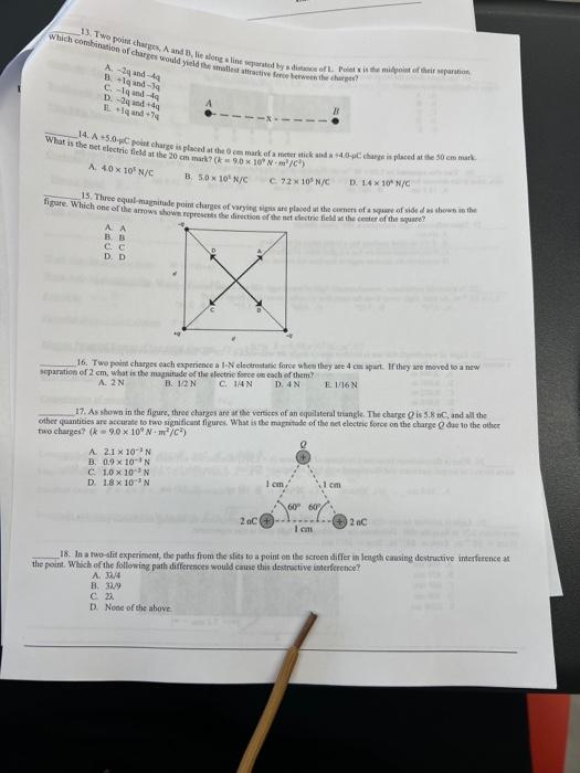 Solved A, −2q and -4c C. −1q and −4q D. −2q and +4q A. | Chegg.com