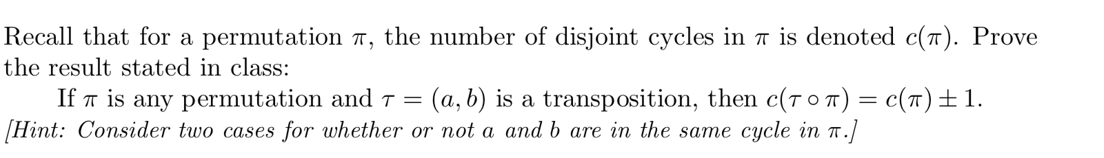 Solved Recall that for a permutation π, ﻿the number of | Chegg.com
