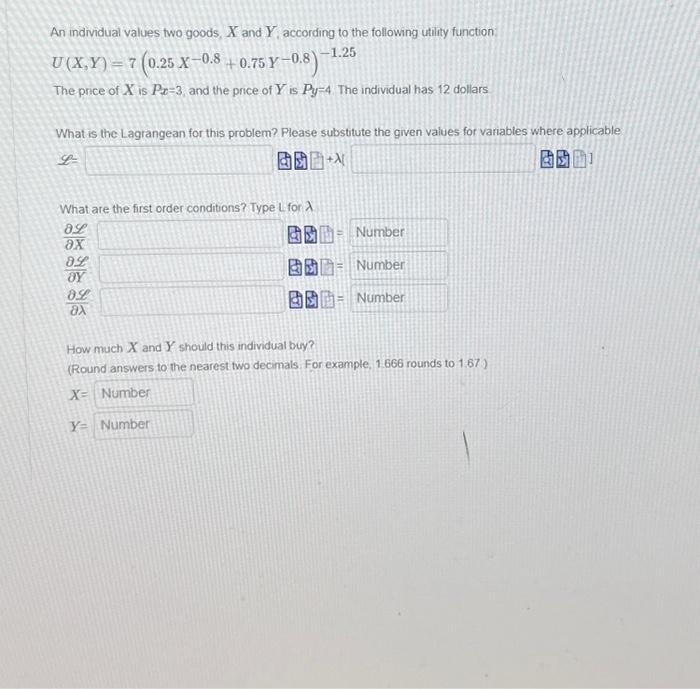 Solved An individual values two goods, X and Y, according to | Chegg.com