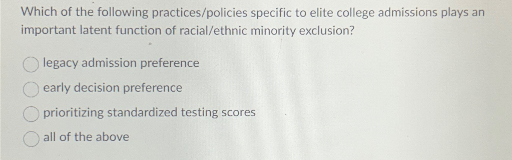 Solved Which of the following practices/policies specific to | Chegg.com