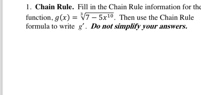 Solved Chain Rule. Fill in the Chain Rule information for | Chegg.com