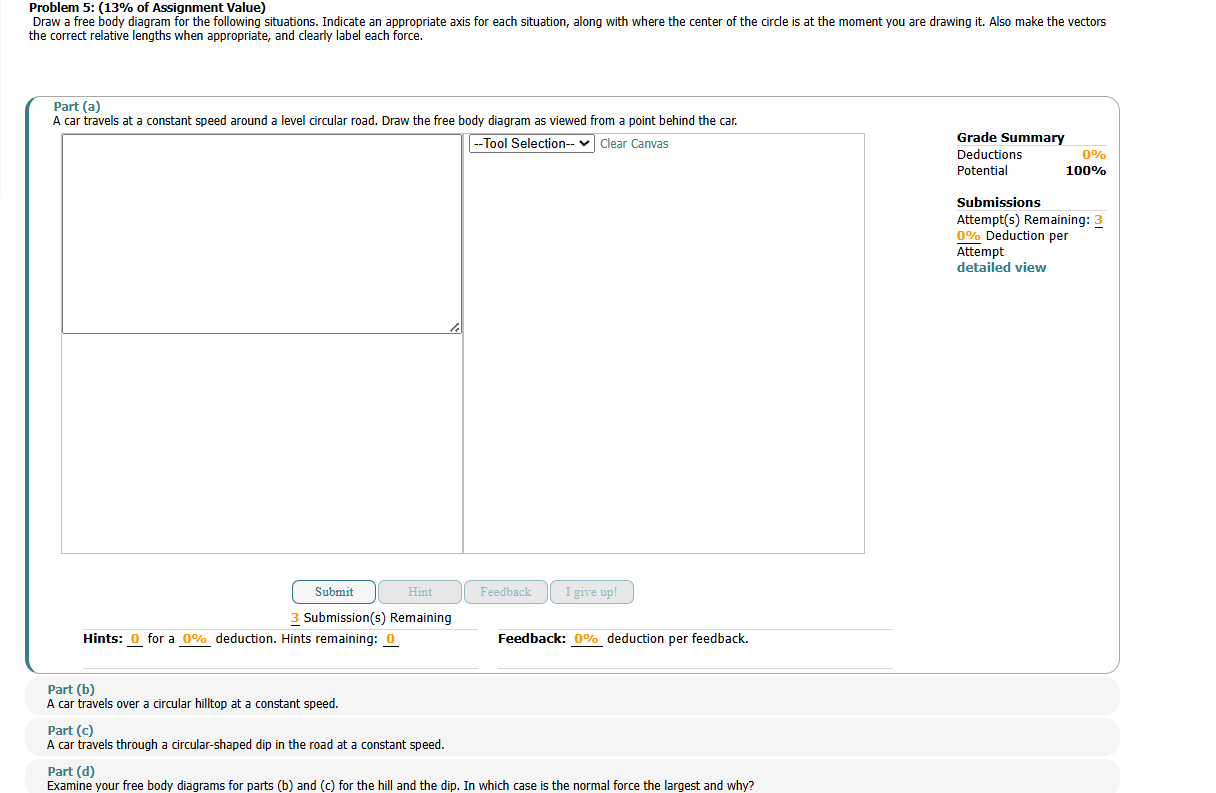 Solved Problem 5: ( 13% ﻿of Assignment Value)Draw a free | Chegg.com
