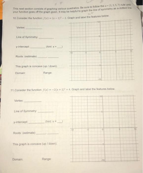 Solved - This next section consists of graphing various | Chegg.com