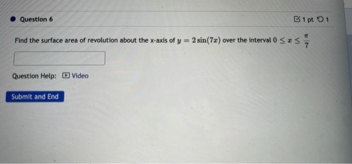 Solved Question 6 1 pt 91 TT Find the surface area of | Chegg.com Solved Question 6 1 pt 91 TT Find the surface area of | Chegg.com