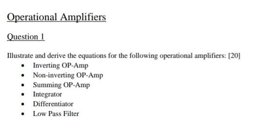 Solved Operational Amplifiers Question 1 Illustrate and | Chegg.com