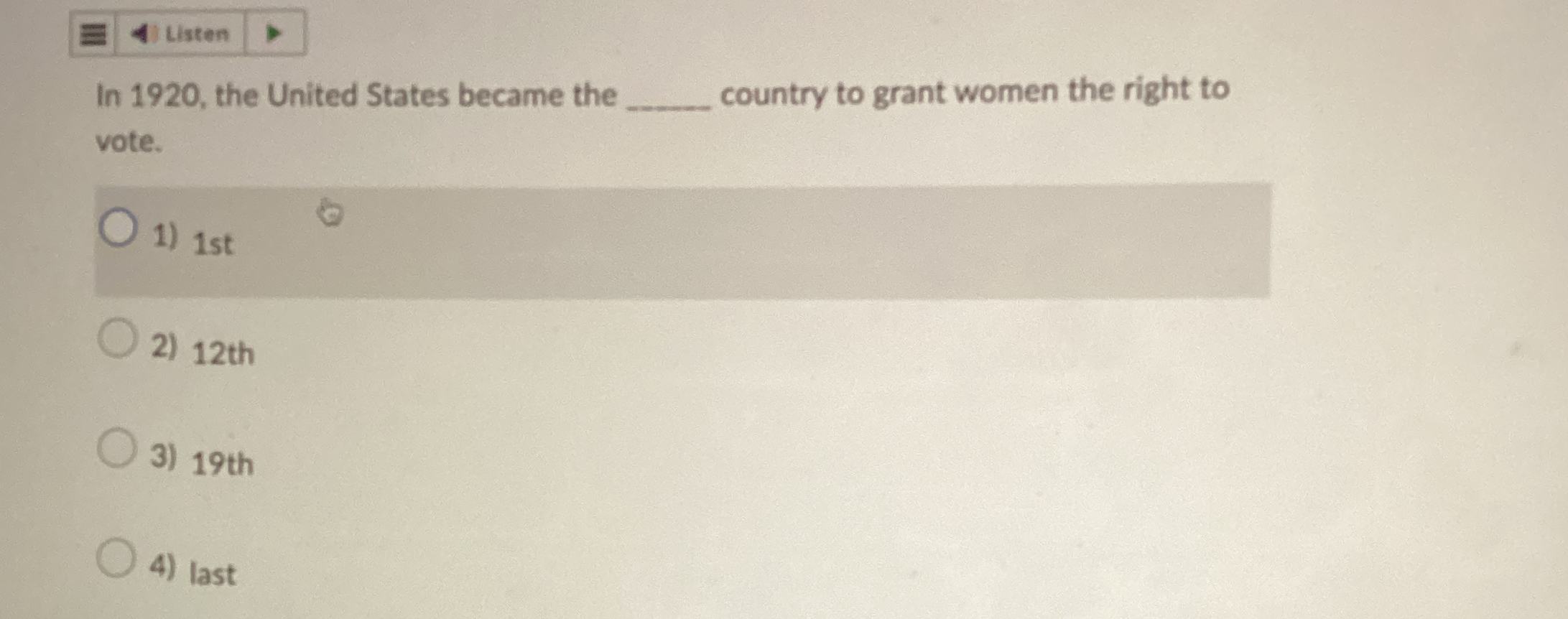 Solved ListenIn 1920, ﻿the United States became the | Chegg.com