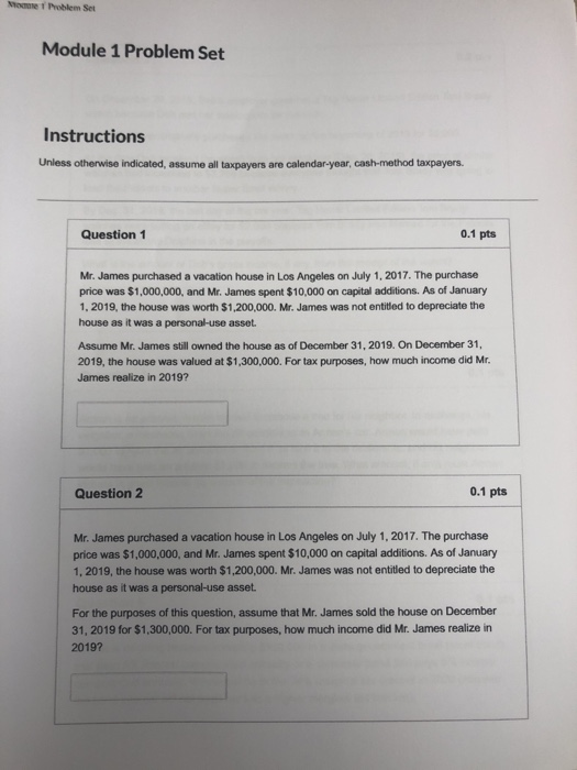 Solved More Poblem Set Module 1 Problem Set Instructions | Chegg.com