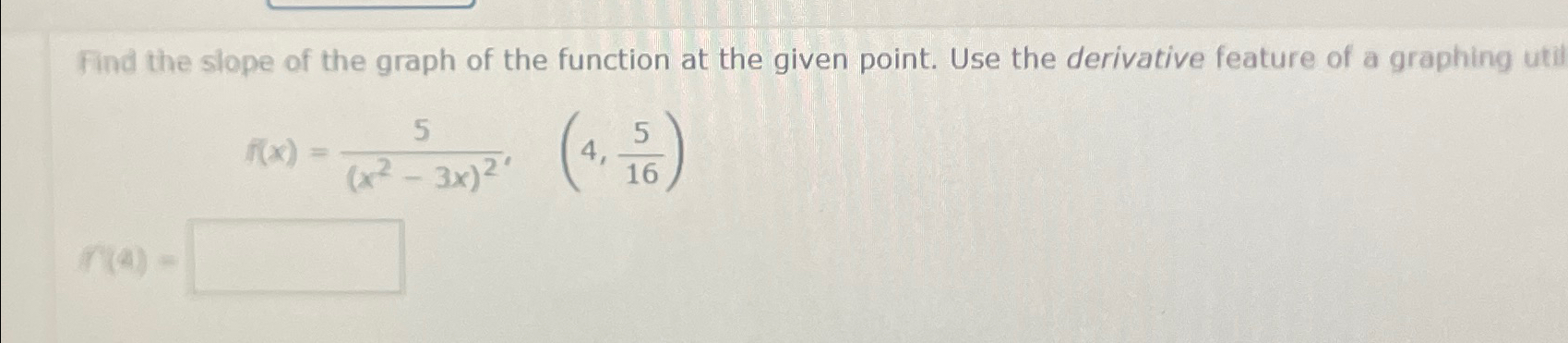 Solved Find the slope of the graph of the function at the | Chegg.com