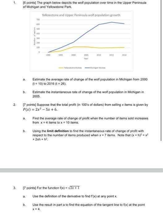 Solved 1. [6 points] The graph below depicts the wolf | Chegg.com