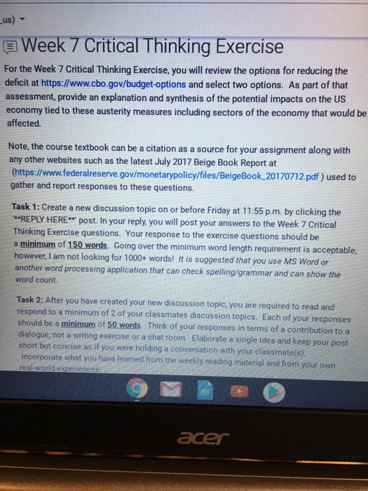 Solved: Us) - Week 7 Critical Thinking Exercise For The We... | Chegg.com