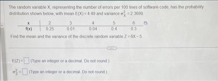 Solved The Random Variable X Representing The Number Of 