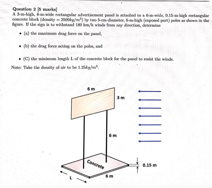 Solved Question 2 [5 marks) A 3-m-high, 6-m-wide rectangular | Chegg.com