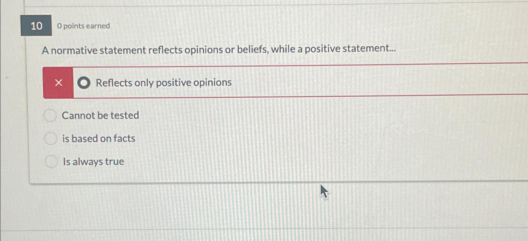 Solved O points earnedA normative statement reflects | Chegg.com