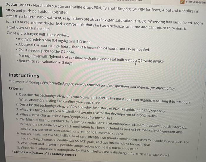 Solved Doctor orders - Nasal bulb suction and saline drops | Chegg.com