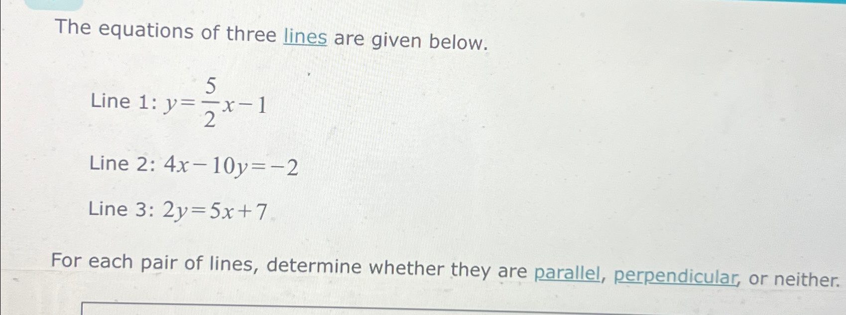 Solved The equations of three lines are given below.Line | Chegg.com
