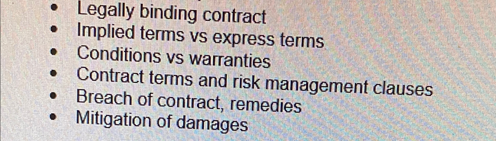 Legally binding contractImplied terms vs express | Chegg.com