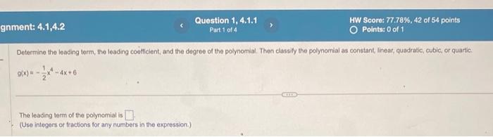 Solved Determine the leading term, the leading coefficient, | Chegg.com
