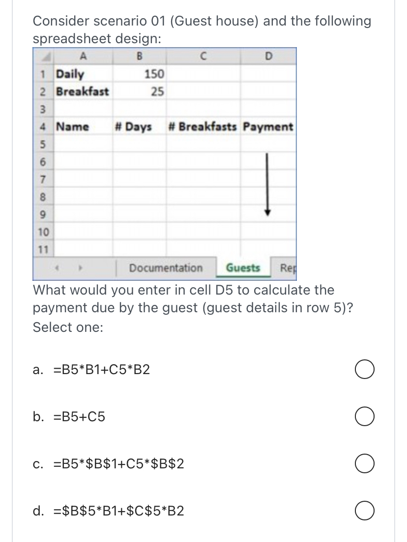 Solved Consider scenario 01 (Guest house) ﻿and the following | Chegg.com
