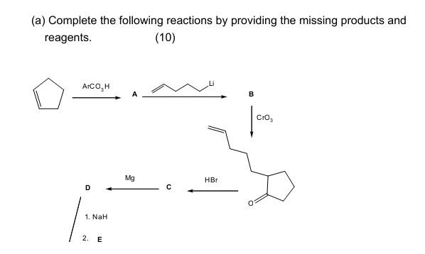 Solved (a) Complete the following reactions by providing the | Chegg.com