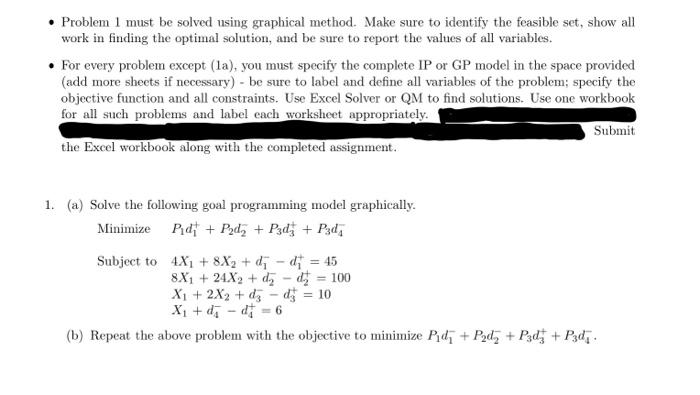 Solved - Problem 1 must be solved using graphical method. | Chegg.com