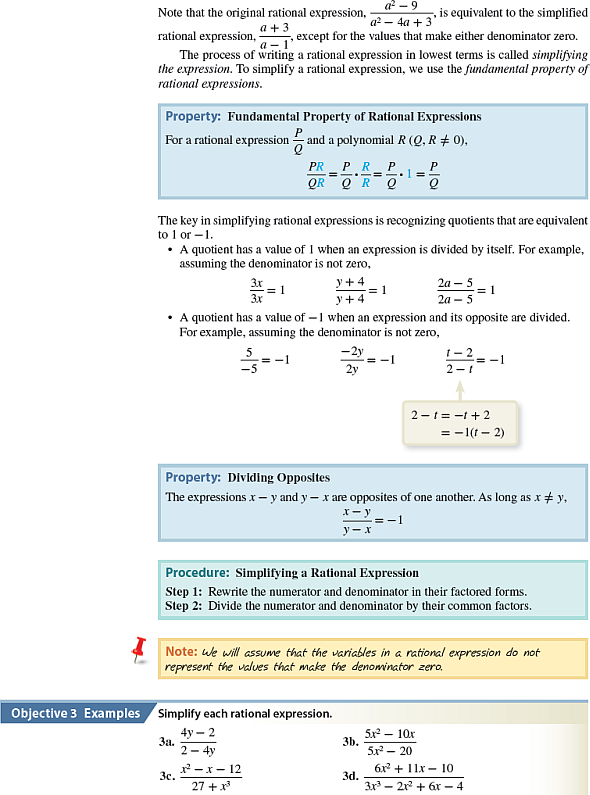 Simplify the rational expression. (Section 7.1, Objecti... | Chegg.com