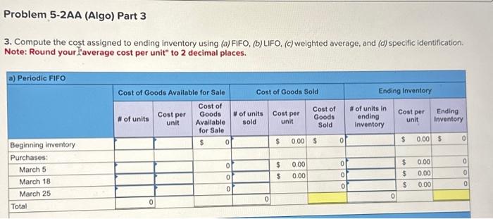 Solved Problem 5-2AA (Algo) Periodic: Alternative cost flows | Chegg.com