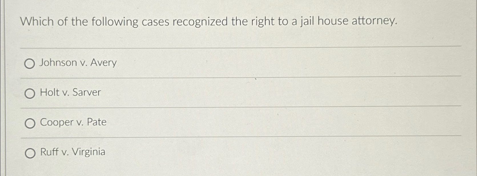 Solved Which of the following cases recognized the right to | Chegg.com