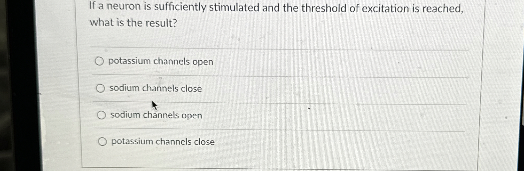 Solved If a neuron is sufficiently stimulated and the | Chegg.com