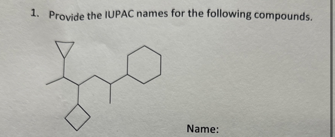 Solved Provide the IUPAC names for the following | Chegg.com
