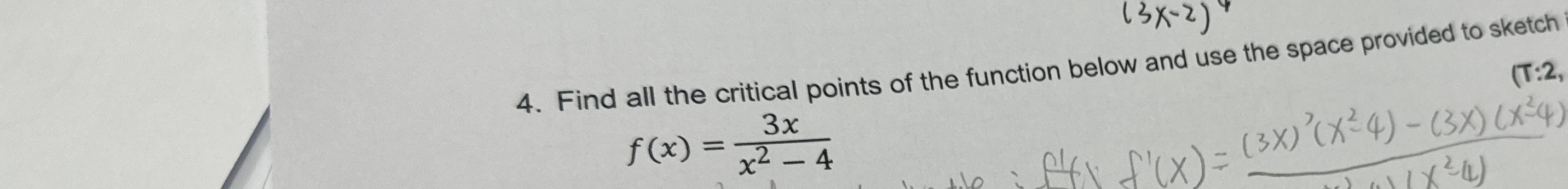 Find all the critical points of the function below | Chegg.com