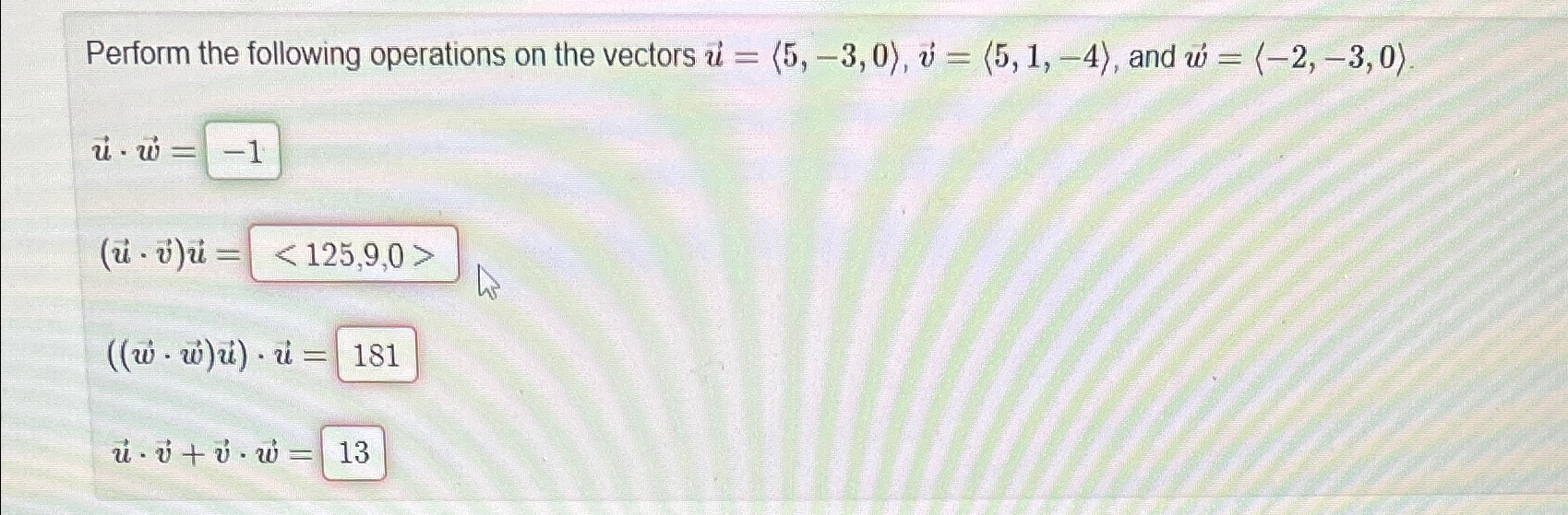 Solved Perform the following operations on the vectors | Chegg.com