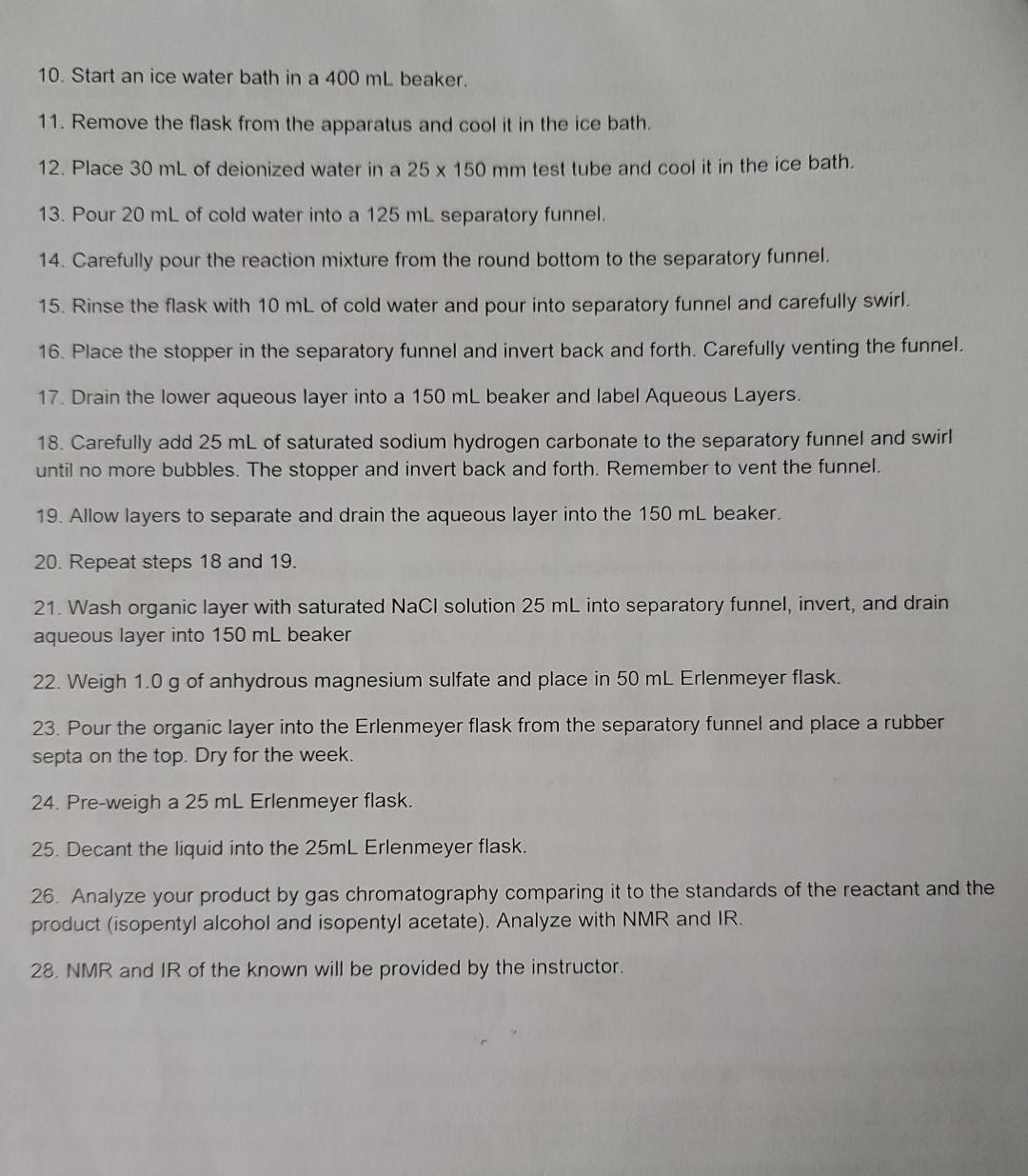 Solved Chem 2510 Experiment 4 Preparing Isopentyl Acetate by | Chegg.com