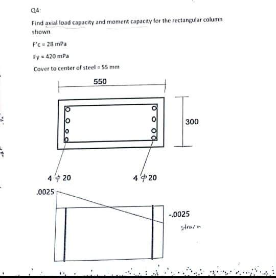 Solved Q4:Find axial load capacity and moment capacity for | Chegg.com