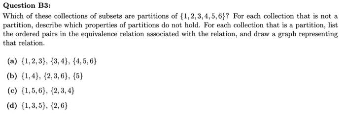 Solved Question B3: Which of these collections of subsets | Chegg.com