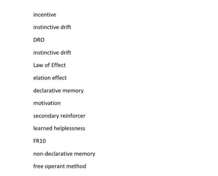 Solved incentive instinctive drift DRO instinctive drift Law | Chegg.com