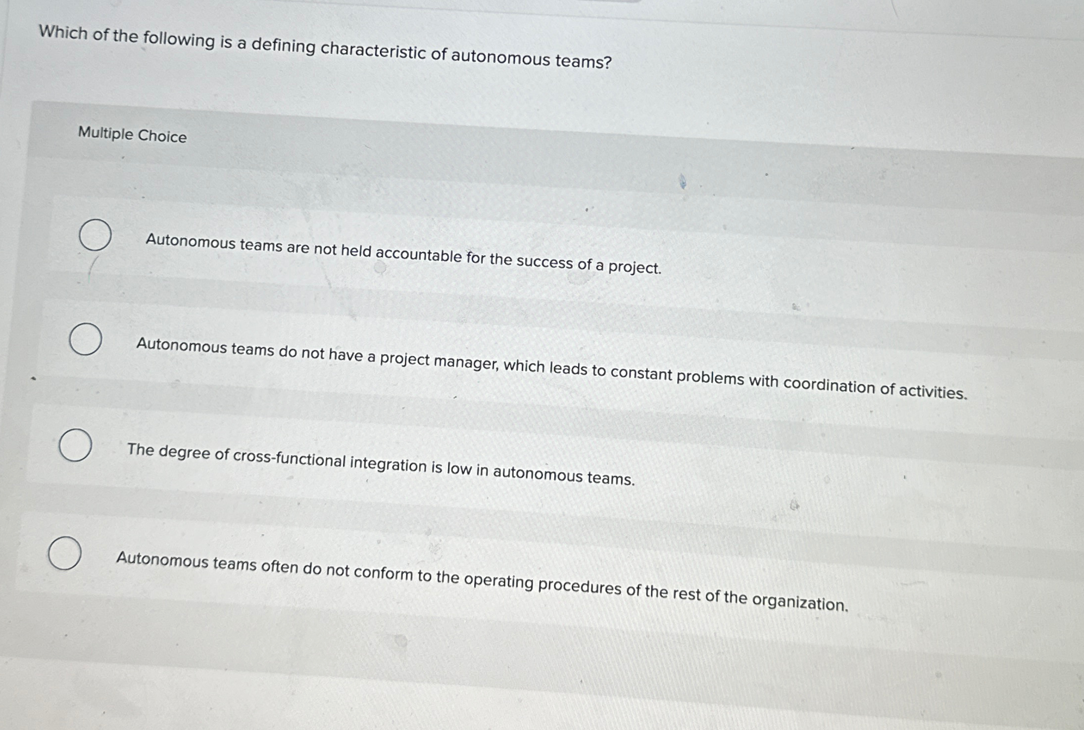 Solved Which of the following is a defining characteristic | Chegg.com