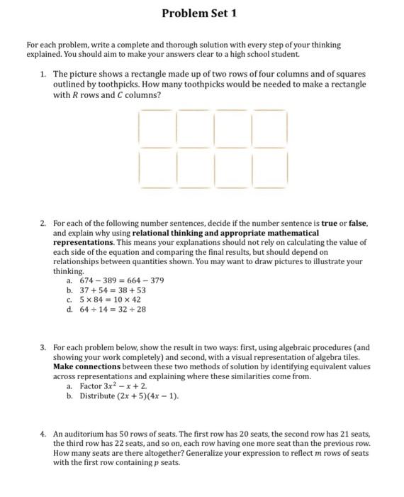 Solved For each problem, write a complete and thorough | Chegg.com