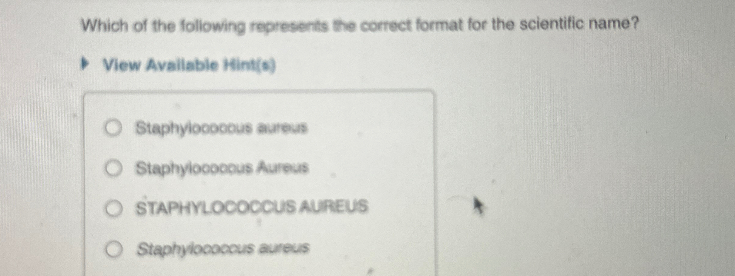 Solved Which of the following represents the correct format | Chegg.com