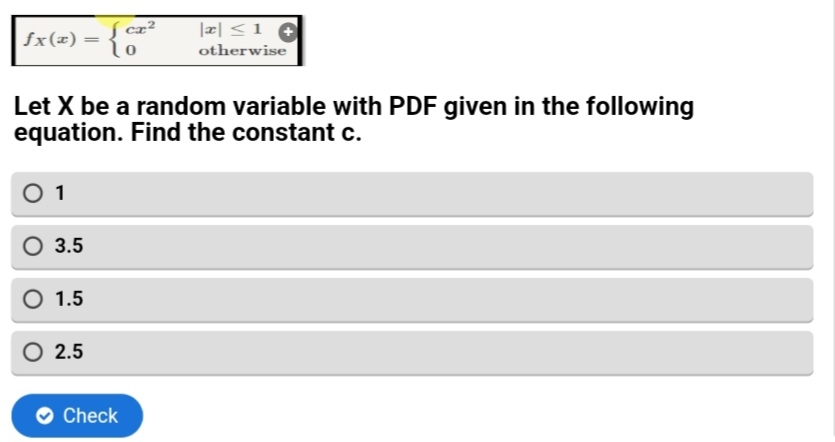 Solved fx(x)={cx2,|x|≤10 otherwise Let x ﻿be a random | Chegg.com
