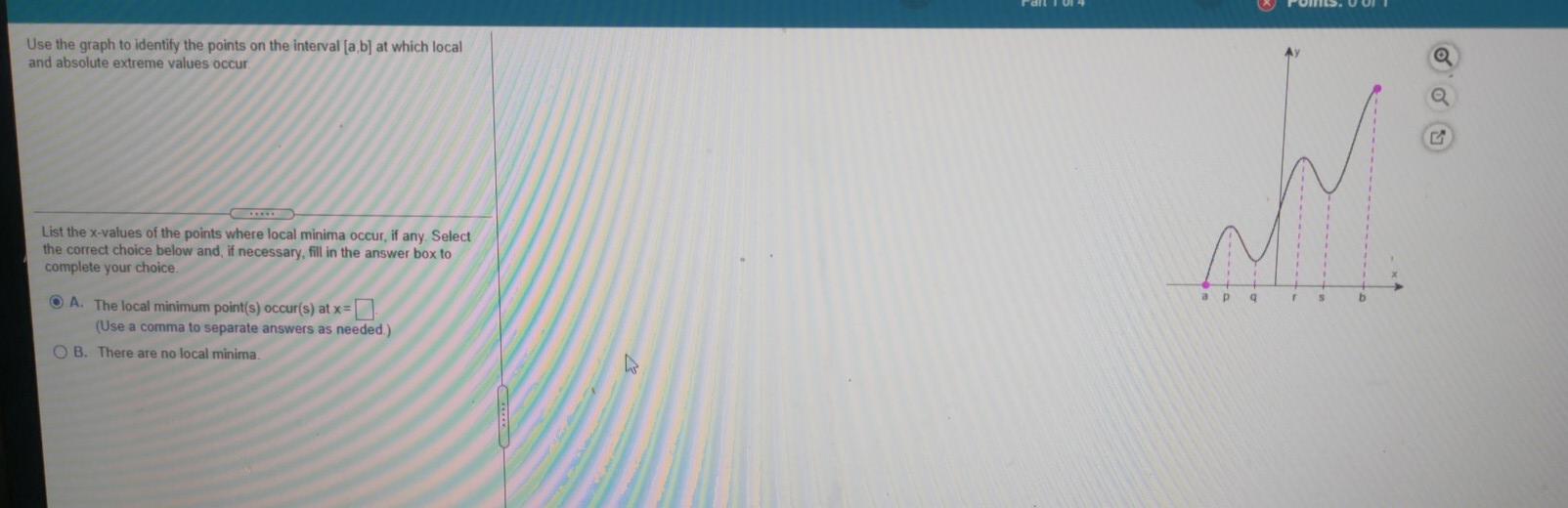 Solved Use the graph to identify the points on the interval | Chegg.com