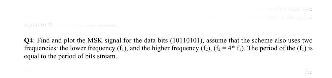 Solved LO کا wyal to the Q4: Find and plot the MSK signal | Chegg.com