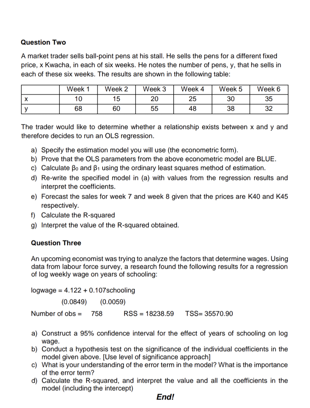 Solved Econometrics I Want To Know How To Come Up With The