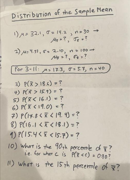 Solved Distribution of the Sample Mean 1) | Chegg.com