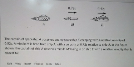 Solved The captain of spaceship A observes enemy spaceship E | Chegg.com