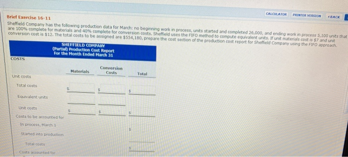 Solved CALCULATOR PRINTER VERSION BACK Brief Exercise 16-11 | Chegg.com