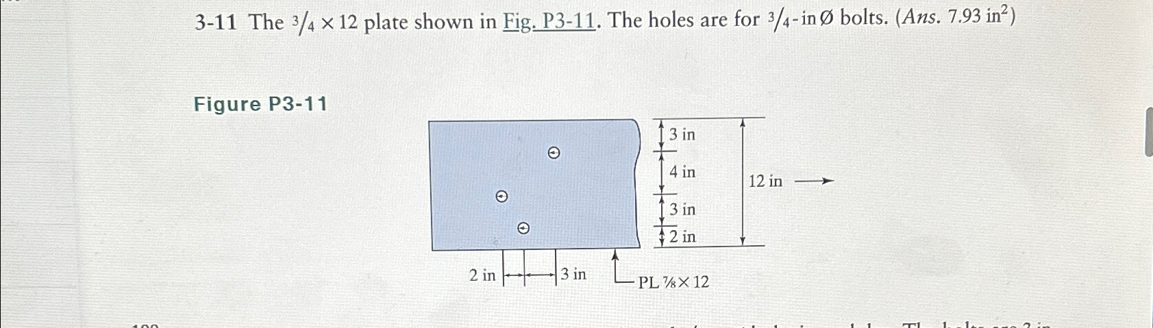 Solved 3-11 ﻿The 34×12 ﻿plate shown in Fig. P3-11. ﻿The | Chegg.com