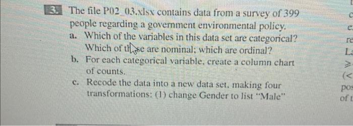 The file P02 03.xlsx contains data from a survey of | Chegg.com