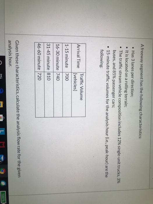 Solved A freeway segment has the following characteristics: | Chegg.com