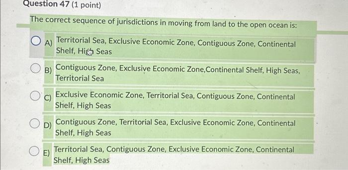 Solved The correct sequence of jurisdictions in moving from | Chegg.com
